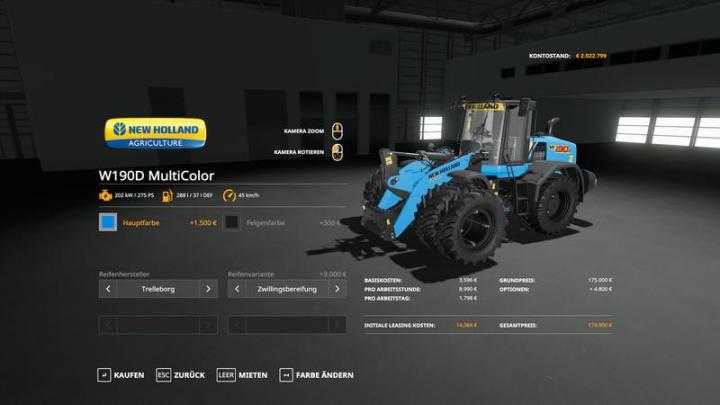 FS19 – Колесный погрузчик New Holland W190D – Metallicedit V1.1 - Mody ...